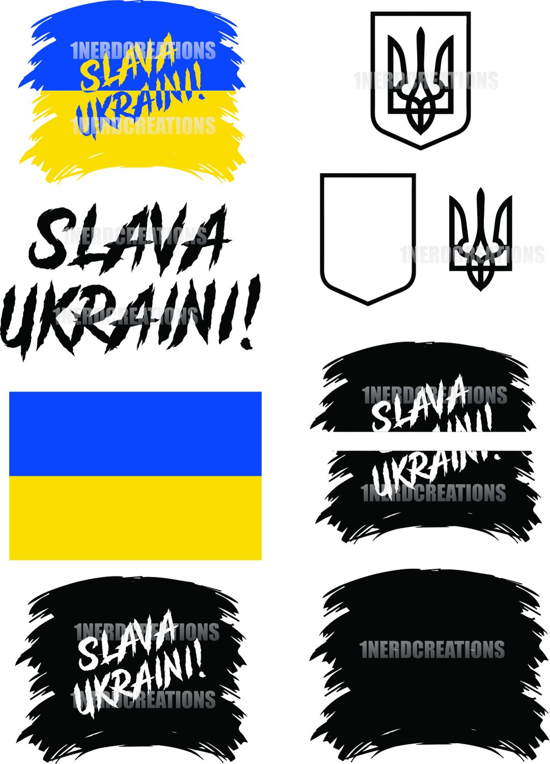 Ukraine Clipart Black White Blue Yellow Color Original Designs SVG PNG ...