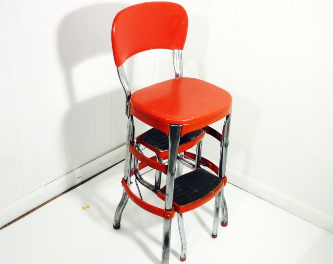 RED Retro Cosco 50s Vintage Step Stool Kitchen Stool Chair - Etsy