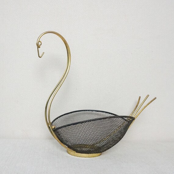 Mid Century Wire and Mesh Swan Bowl - Etsy