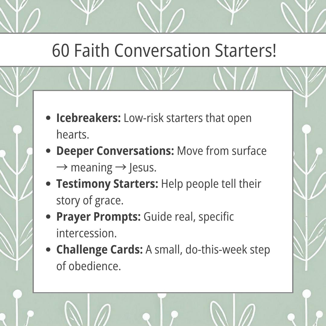 Faith-sharing Conversation Cards (printable) • 60 Christian Icebreakers ...
