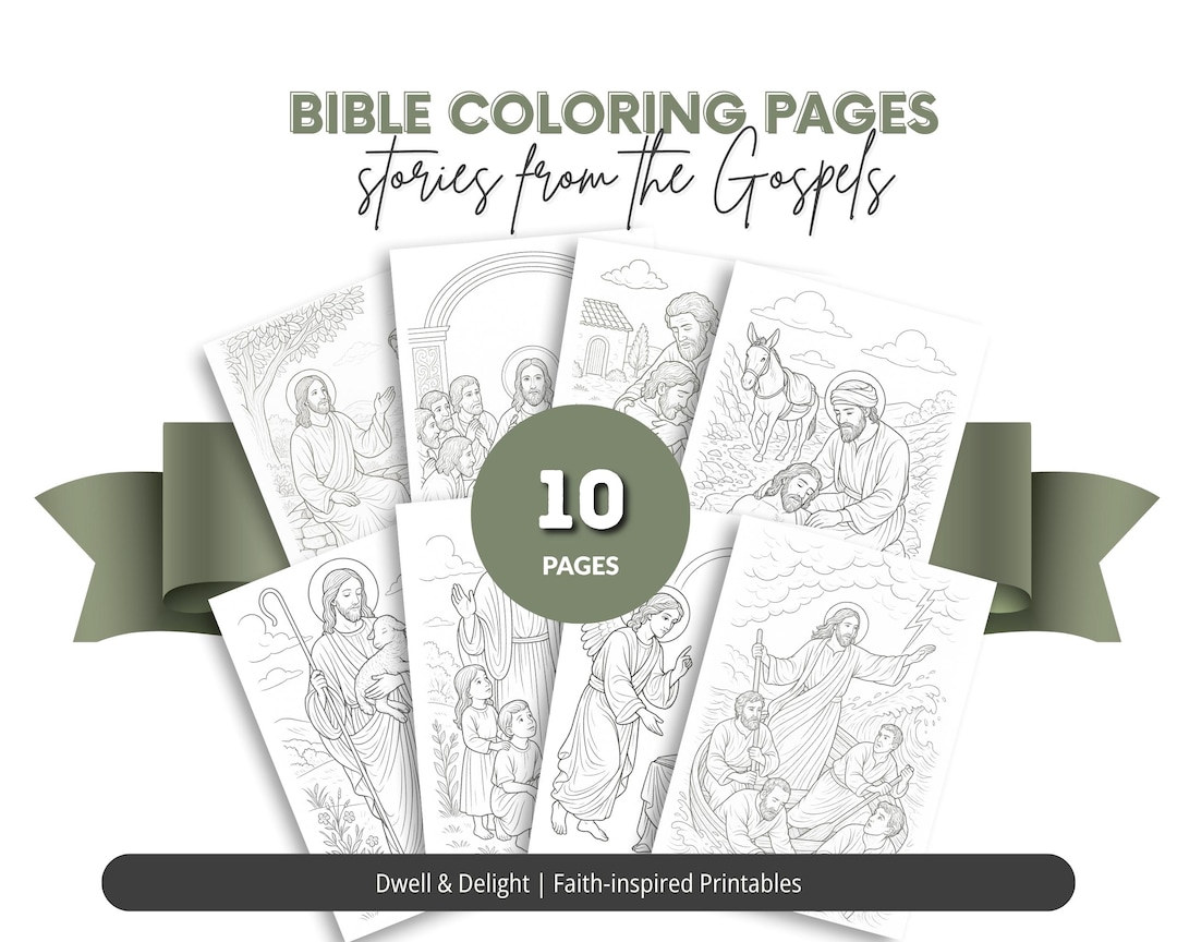 Christian Coloring Book – the Gospels | Bible Verse Coloring Pages - Etsy