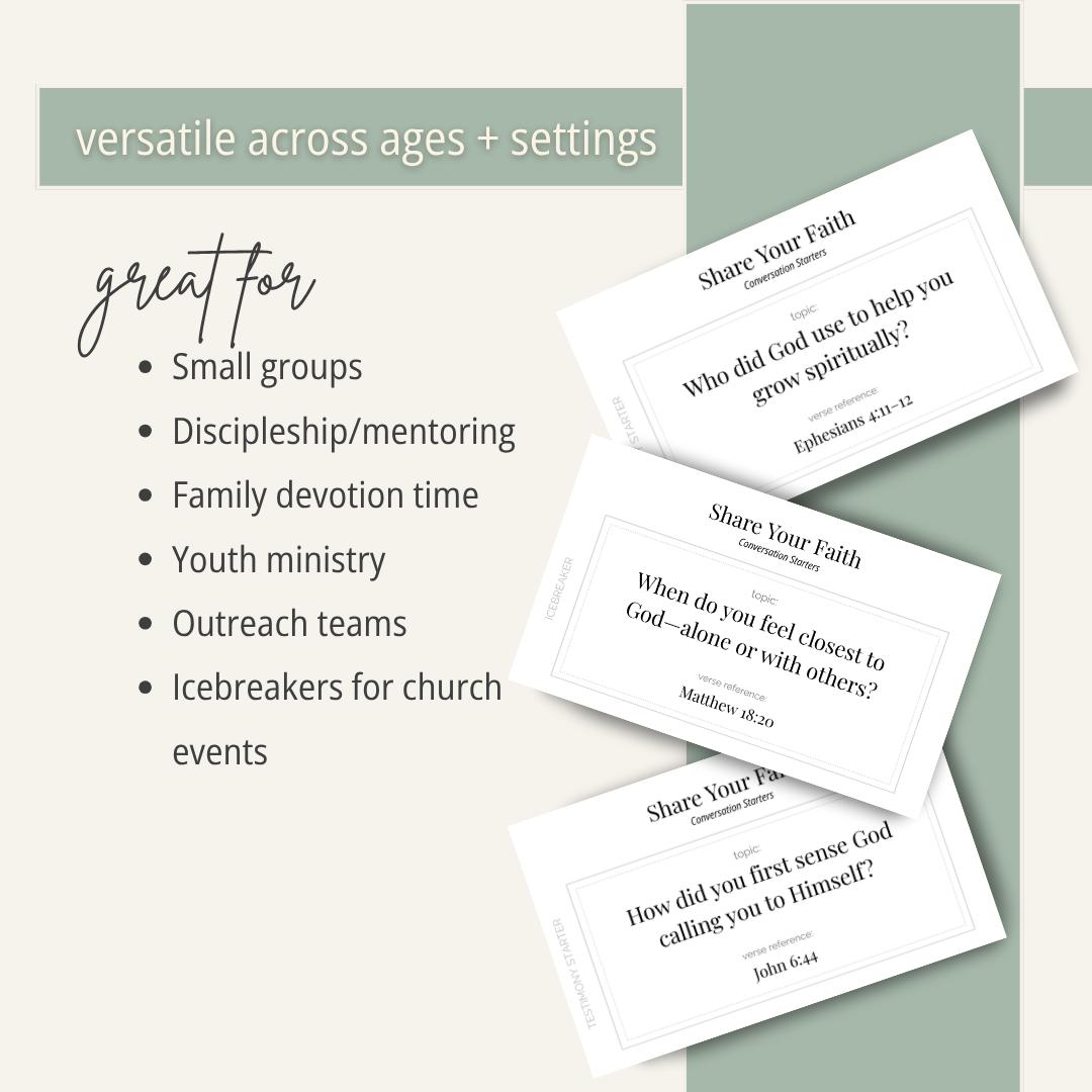 Faith-sharing Conversation Cards (printable) • 60 Christian Icebreakers ...