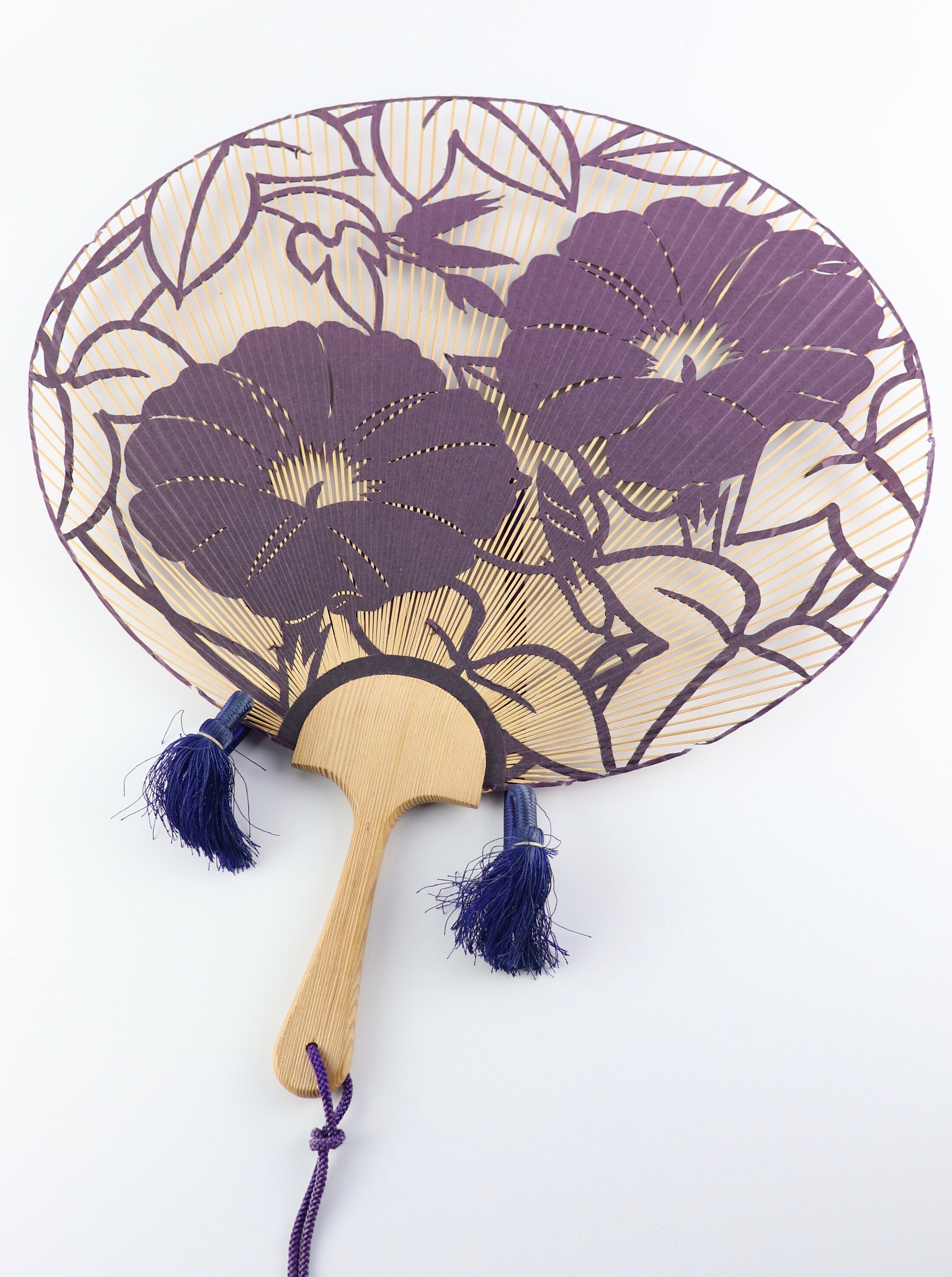 Japanese Antique Purple Flower Fan, Wall Decor, Wall Art, Japanese ...