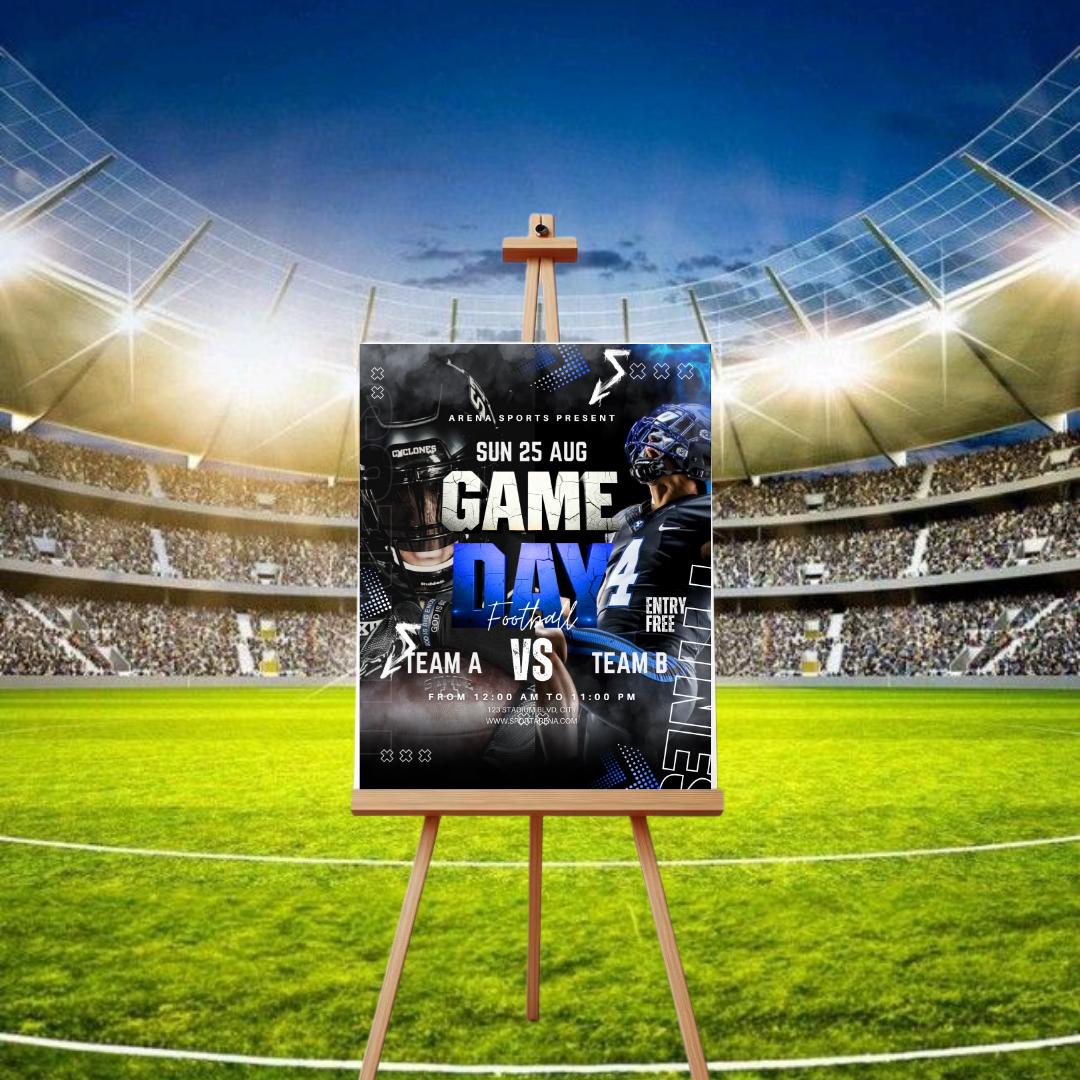 Editable Game Day Football Flyer Template: Sports Party Invitation ...