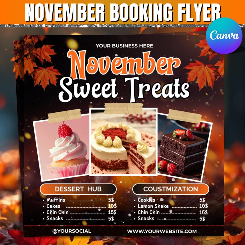 November Bake Sale Flyer, November Sweet Treats Flyer, Bakery Flyer ...