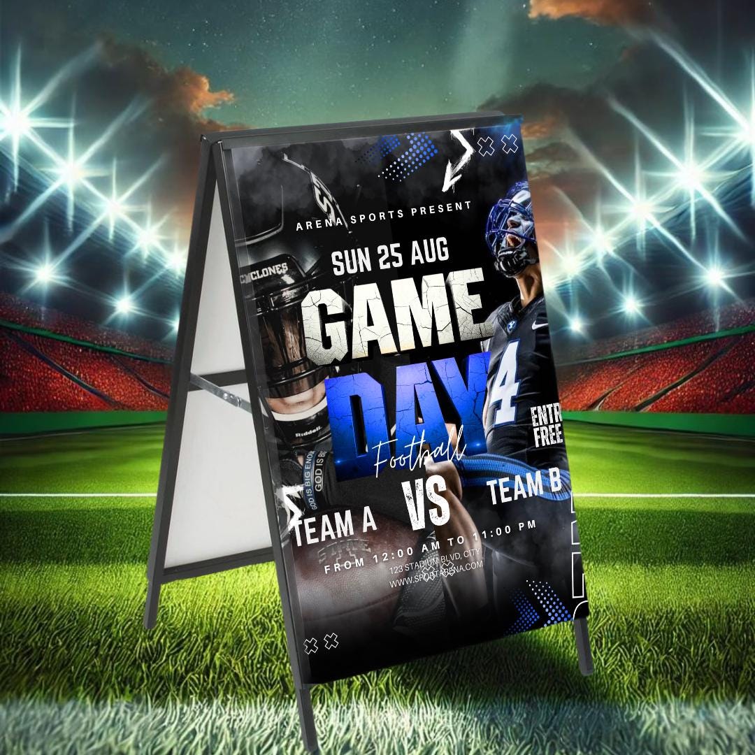 Editable Game Day Football Flyer Template: Sports Party Invitation ...
