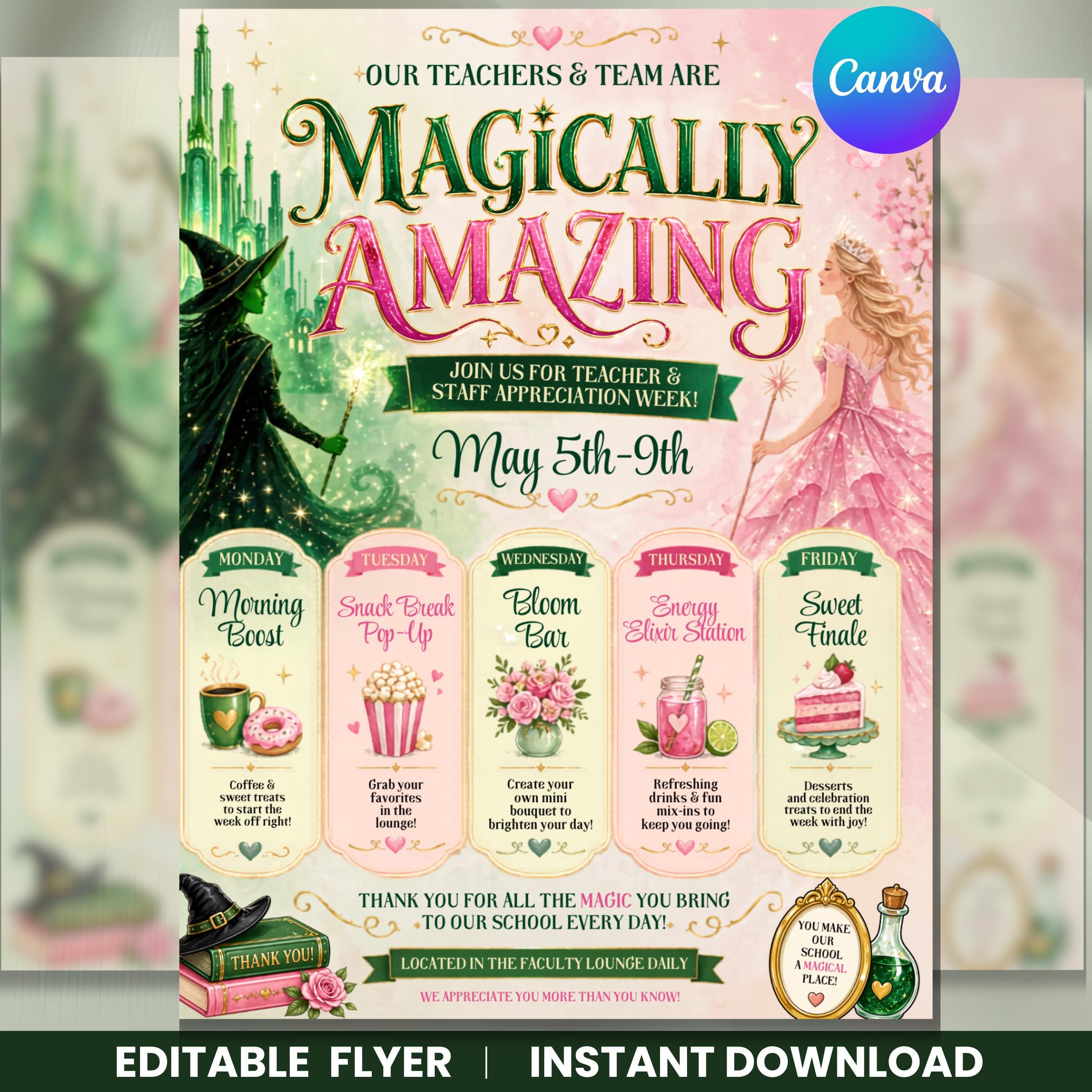 Teacher Appreciation Digital Flyer, Wicked, Staff Customizable ...