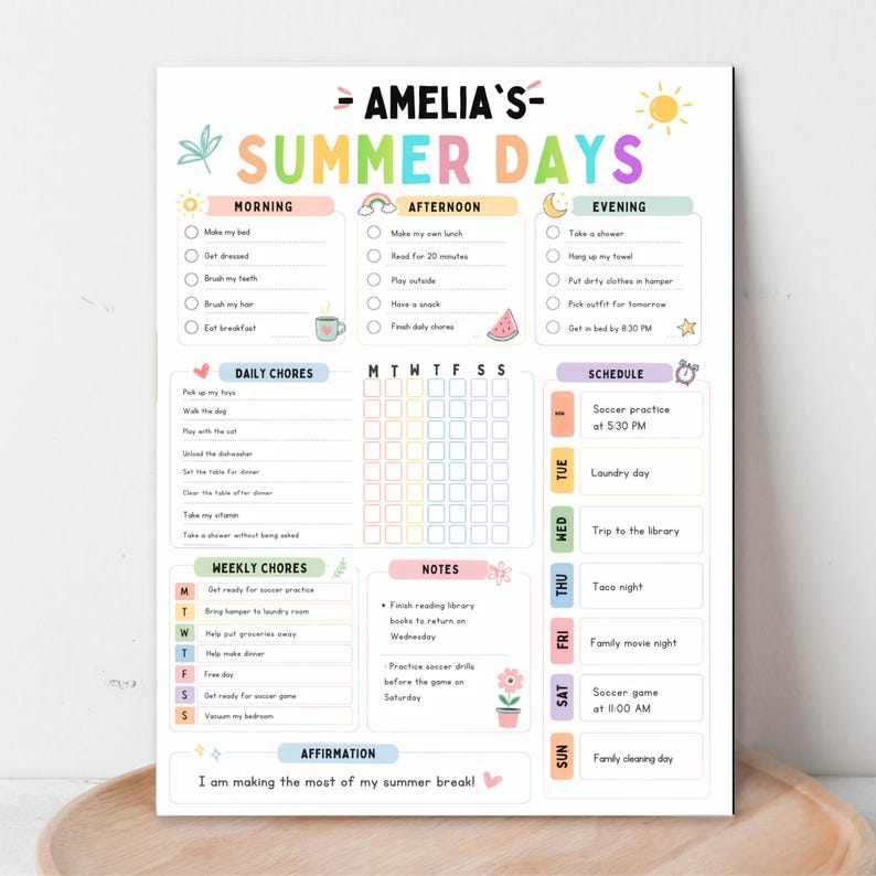 2026 Editable Summer Calendar Poster Summer Fun Bucket List Family ...