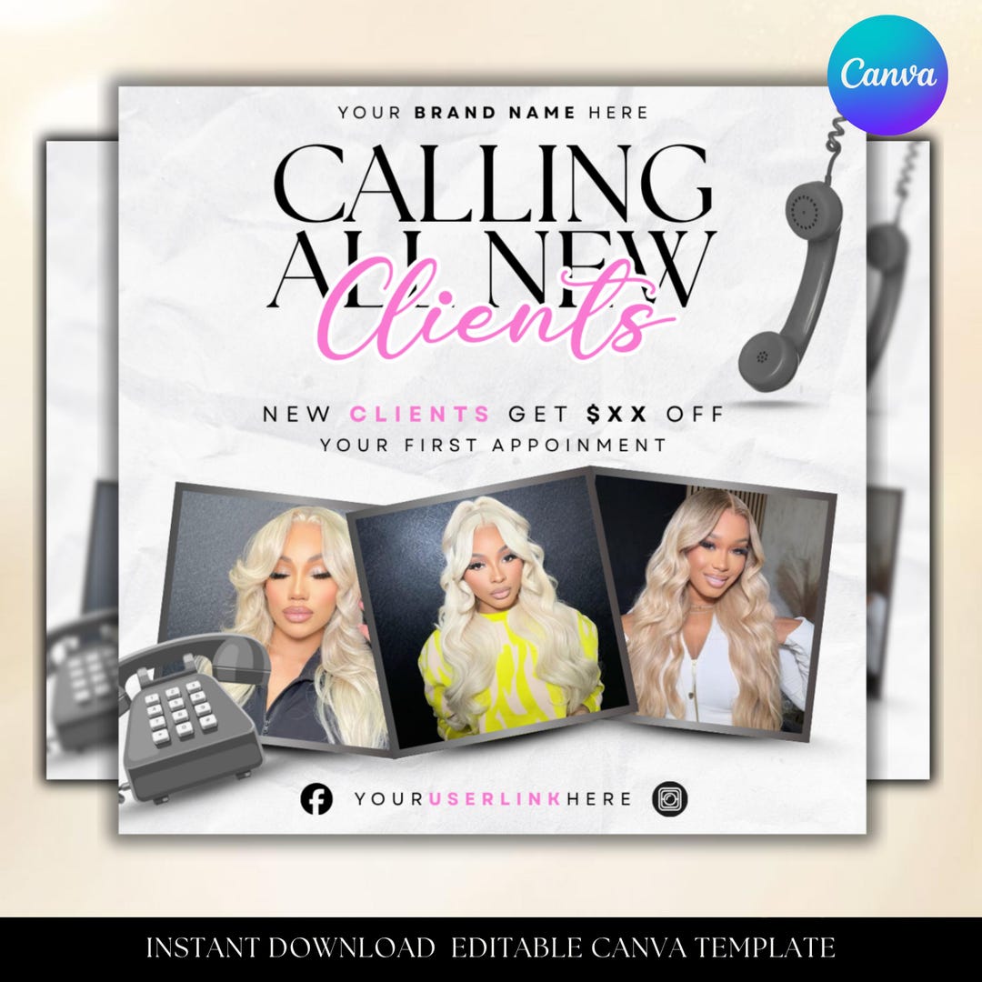 New Client Booking Flyer, New Client Wanted Flyer, Calling All New ...