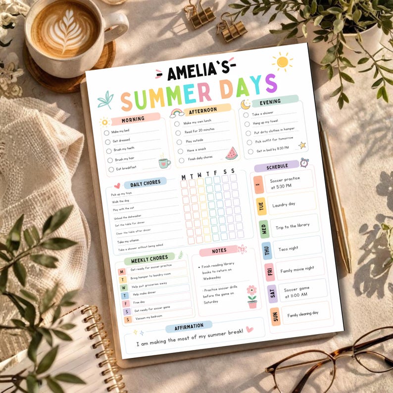 2026 Editable Summer Calendar Poster Summer Fun Bucket List Family ...