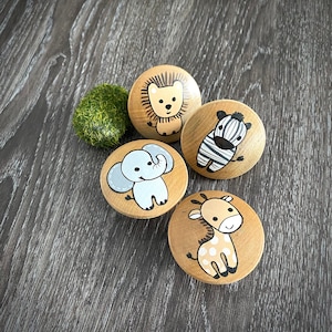 Wooden Animal Handles for Nursery. Hand Painted Children’s Knobs for ...
