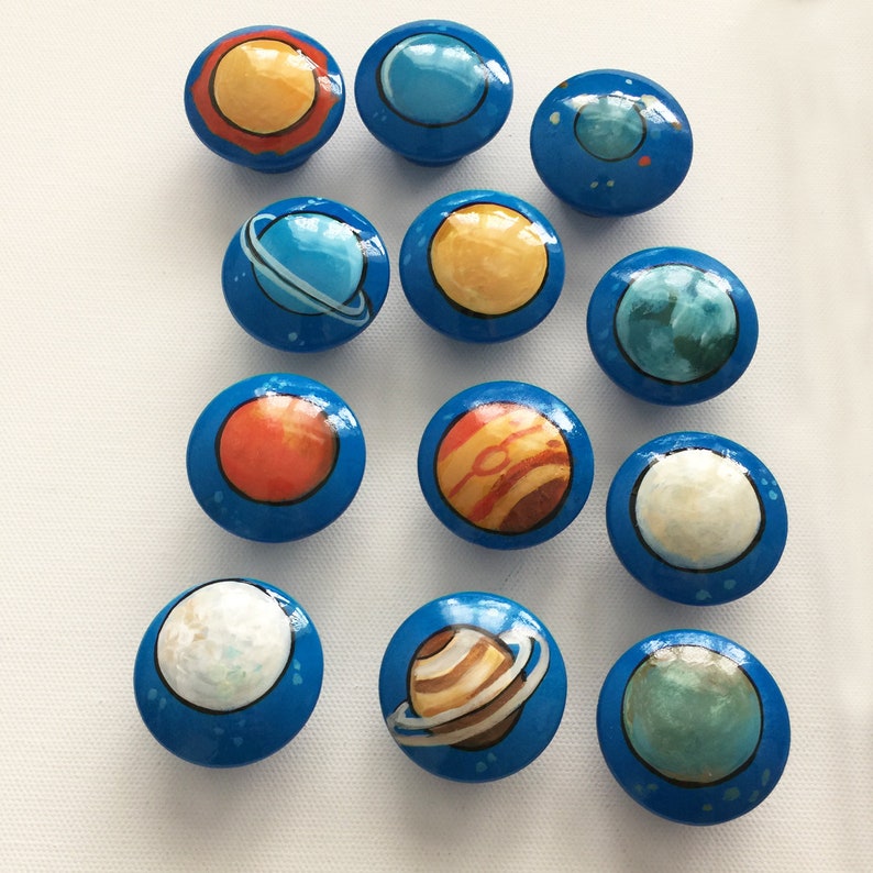 Solar System knobs hand painted knobs Planet art knobs | Etsy