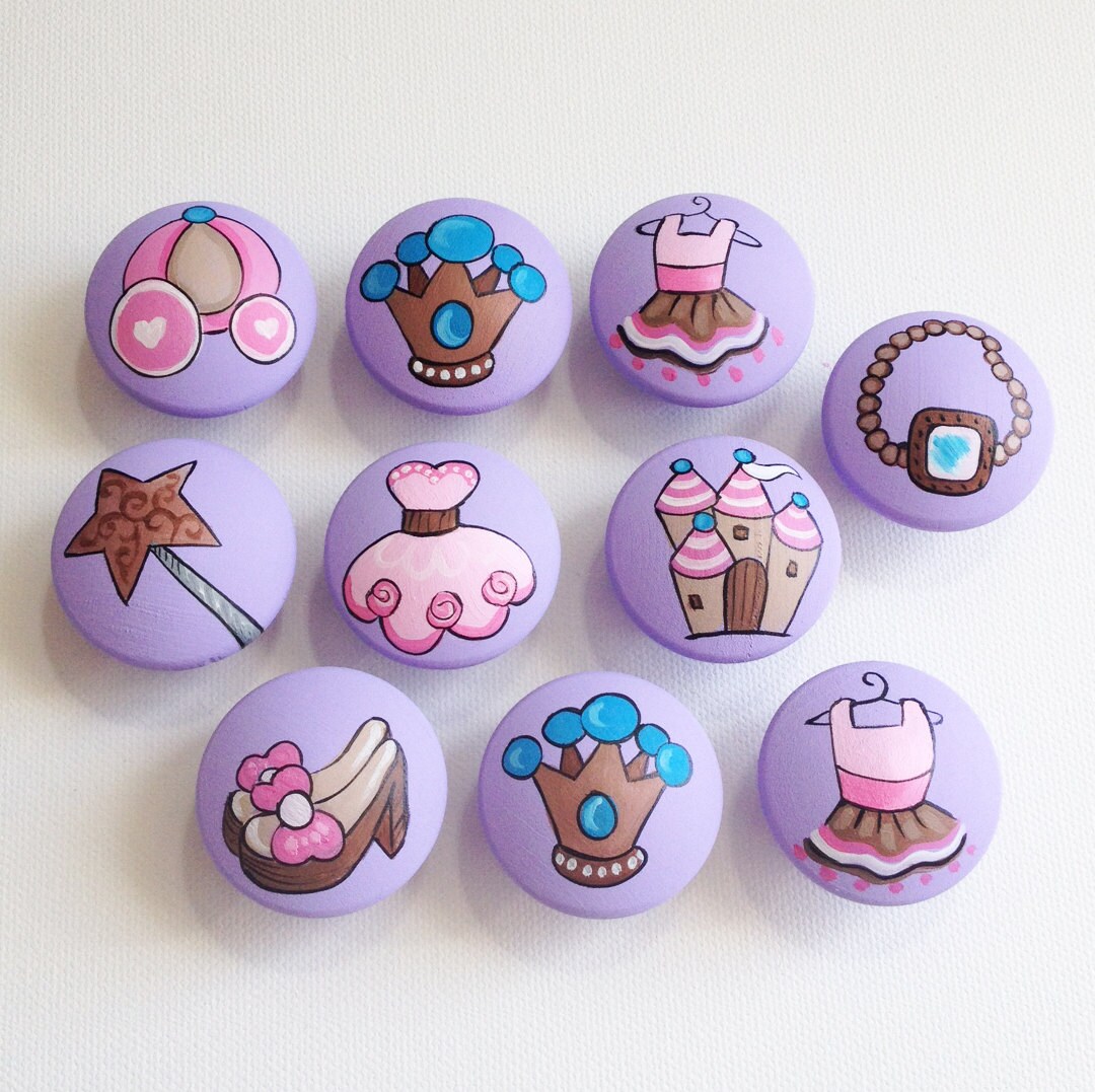 Princess Nursery Decor Art Dresser Knobs and Pulls Hand Painted for ...