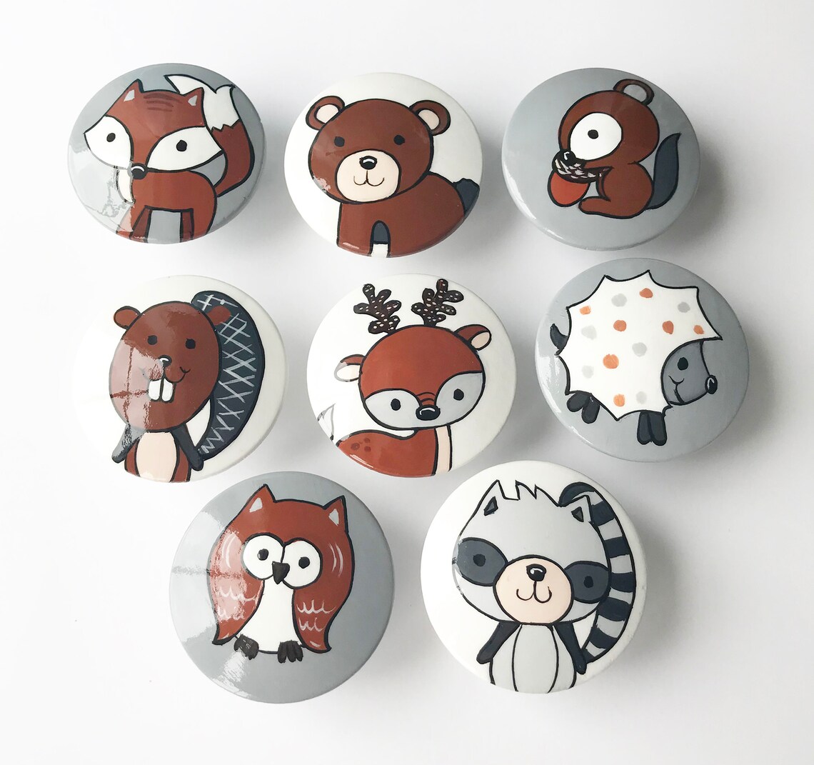 Woodland Animal Knobs Forest Animal Knobs / Dresser Pulls / - Etsy