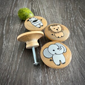 Wooden Animal Handles for Nursery. Hand Painted Children’s Knobs for ...