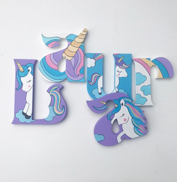 Unicorn Nursery Wooden Letters New Baby gift Girl's | Etsy