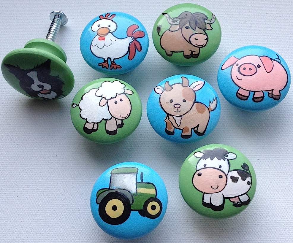 Farm Drawer Knobs / Dresser Knobs / Farm Animals tractor | Etsy