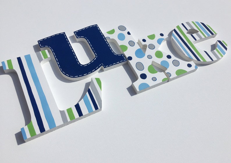 Navy Lime Nursery Wall Art Wooden Letters / Nursery Letters | Etsy