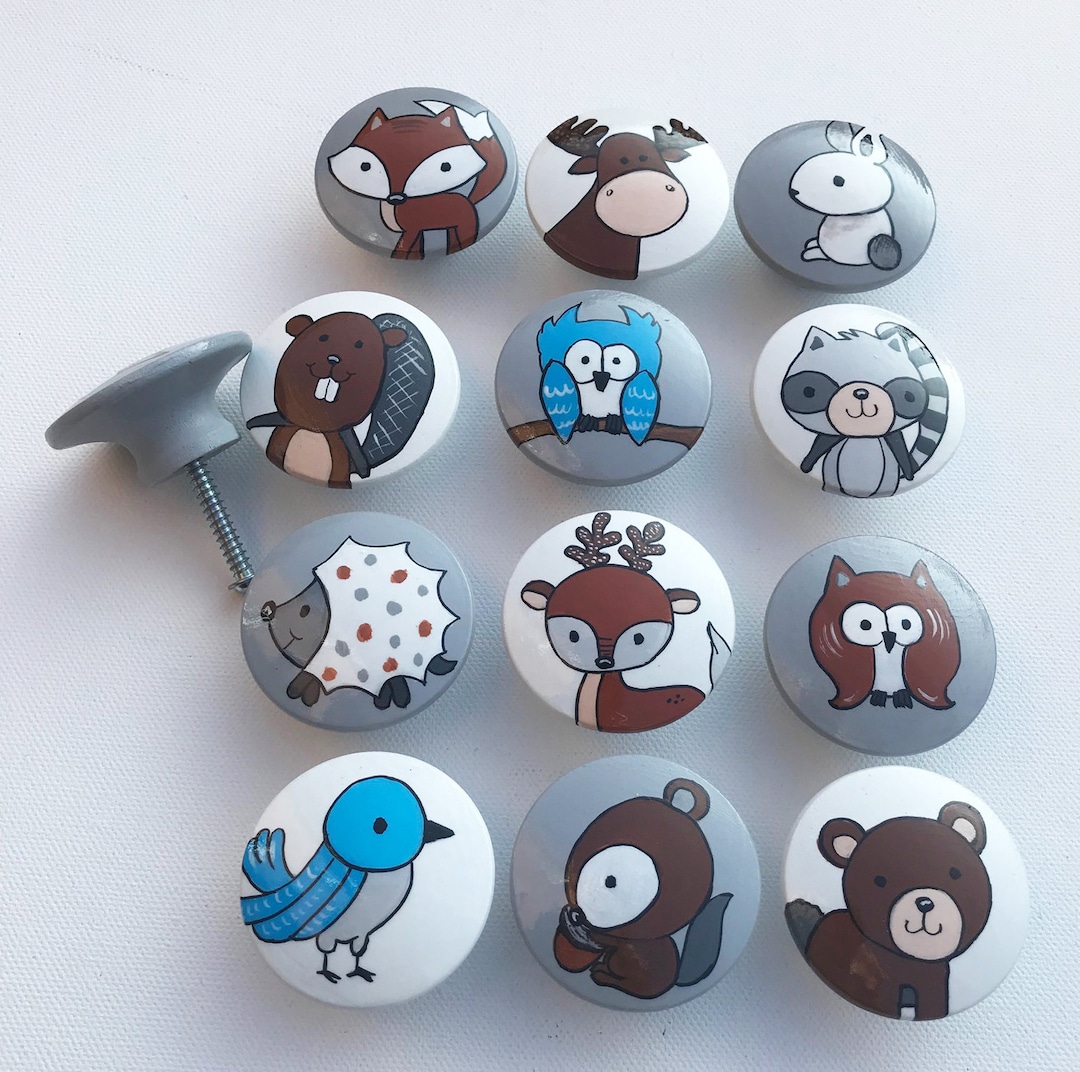Woodland Animal Knobs, LARGE Dresser Knobs /forest Animal Knobs (bears ...