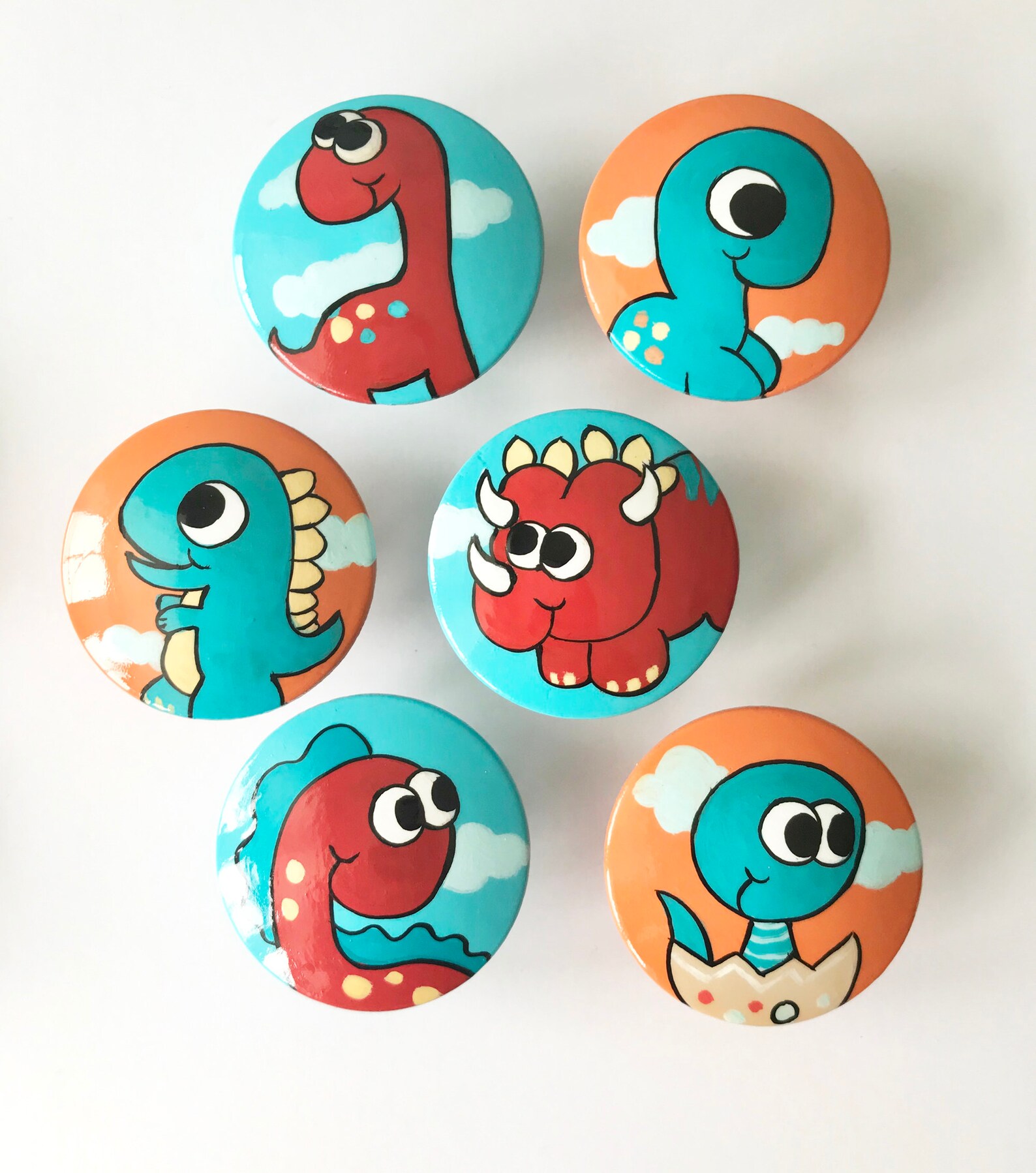 Hand Painted Knobs Dinosaur Nursery Decor Knobs Dino Room - Etsy
