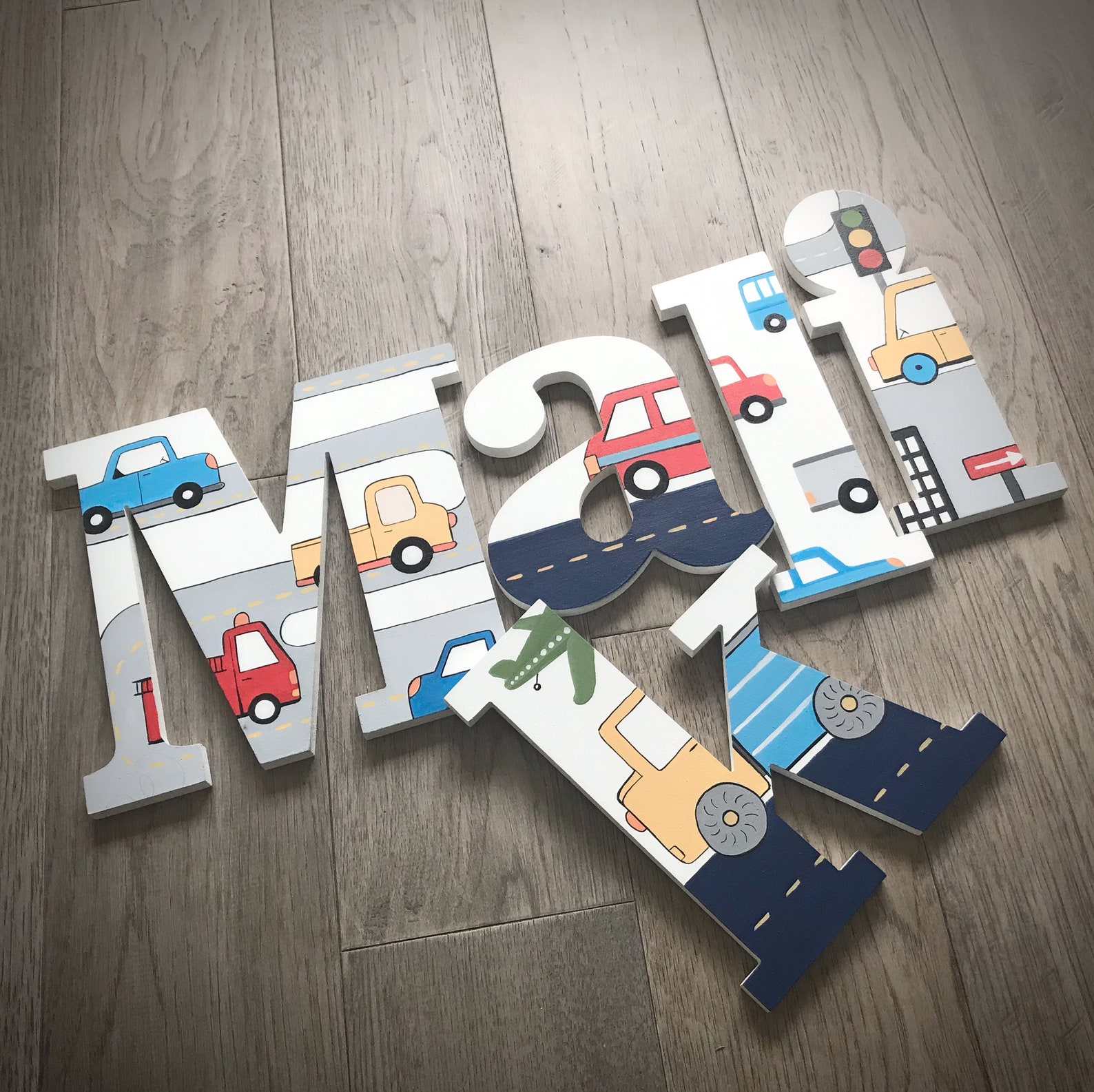 Traffic Jam Wooden Wall Letters / Transportation Letters for - Etsy