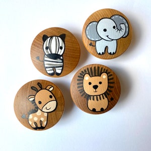 Wooden Animal Handles for Nursery. Hand Painted Children’s Knobs for ...