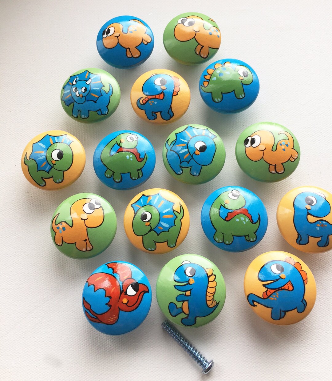 Dinosaur Drawer Pulls (LARGE) / Dresser Knobs and Pulls Hand Painted ...