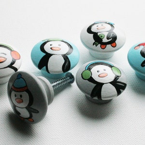 Penguin Drawer Pulls / Dresser Knobs and Pulls Hand Painted for Kids ...