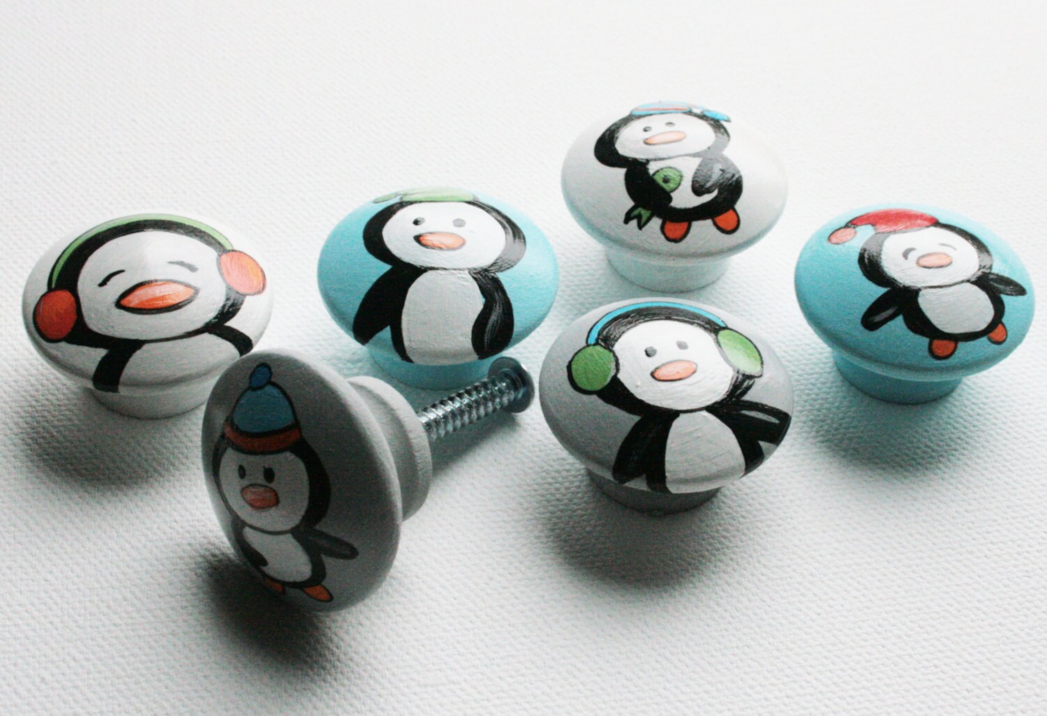 Penguin Drawer Pulls / Dresser Knobs and Pulls Hand Painted | Etsy