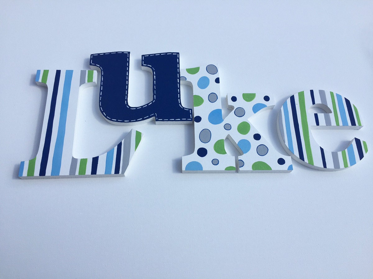 Navy Lime Nursery Wall Art Wooden Letters / Nursery Letters | Etsy