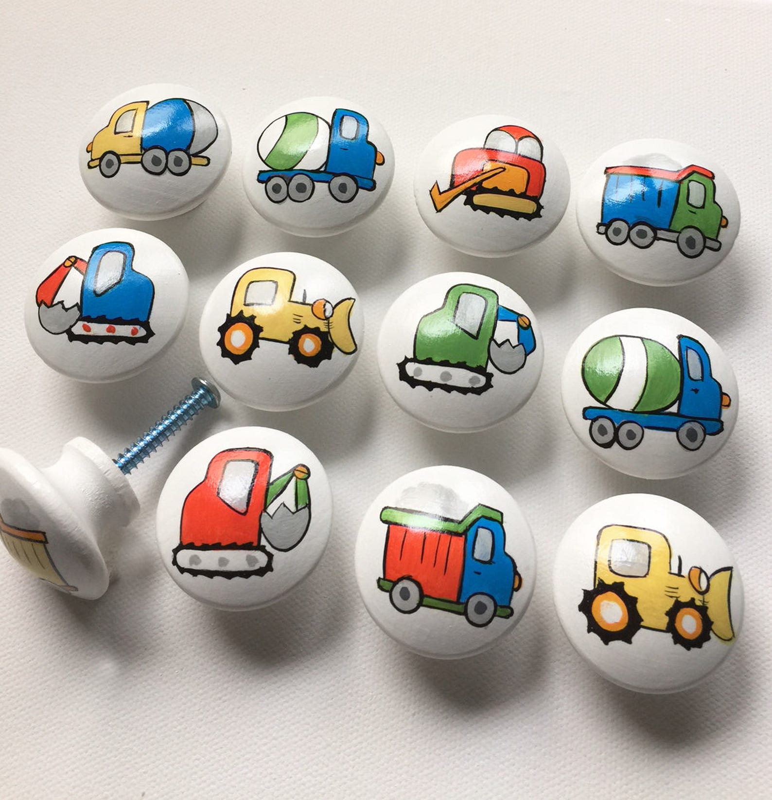 Construction Nursery Knobs LRG Hand Painted for Boys Kids - Etsy
