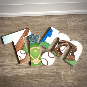 Baseball Wooden Letters for Nursery Wall Sports Nursery - Etsy
