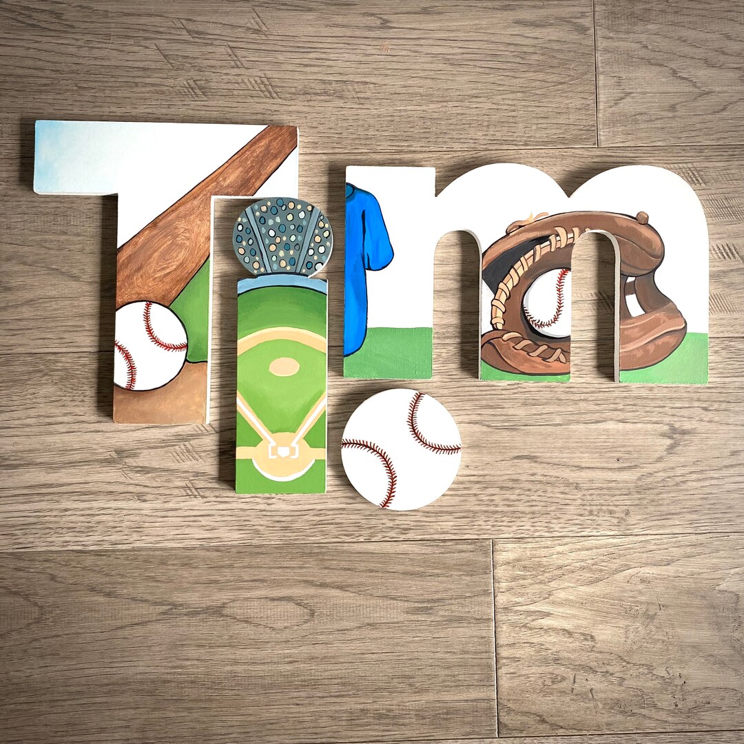 Baseball Wooden Letters for Nursery Wall Sports Nursery - Etsy