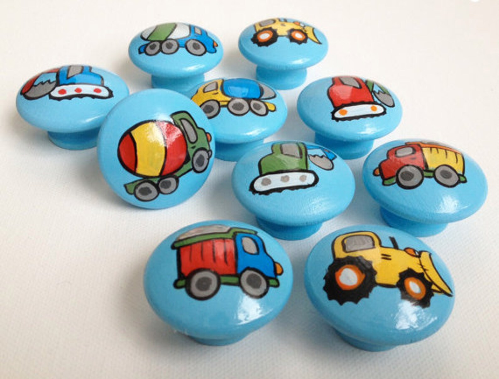 Hand Painted Knobs Construction Nursery Art Construction | Etsy