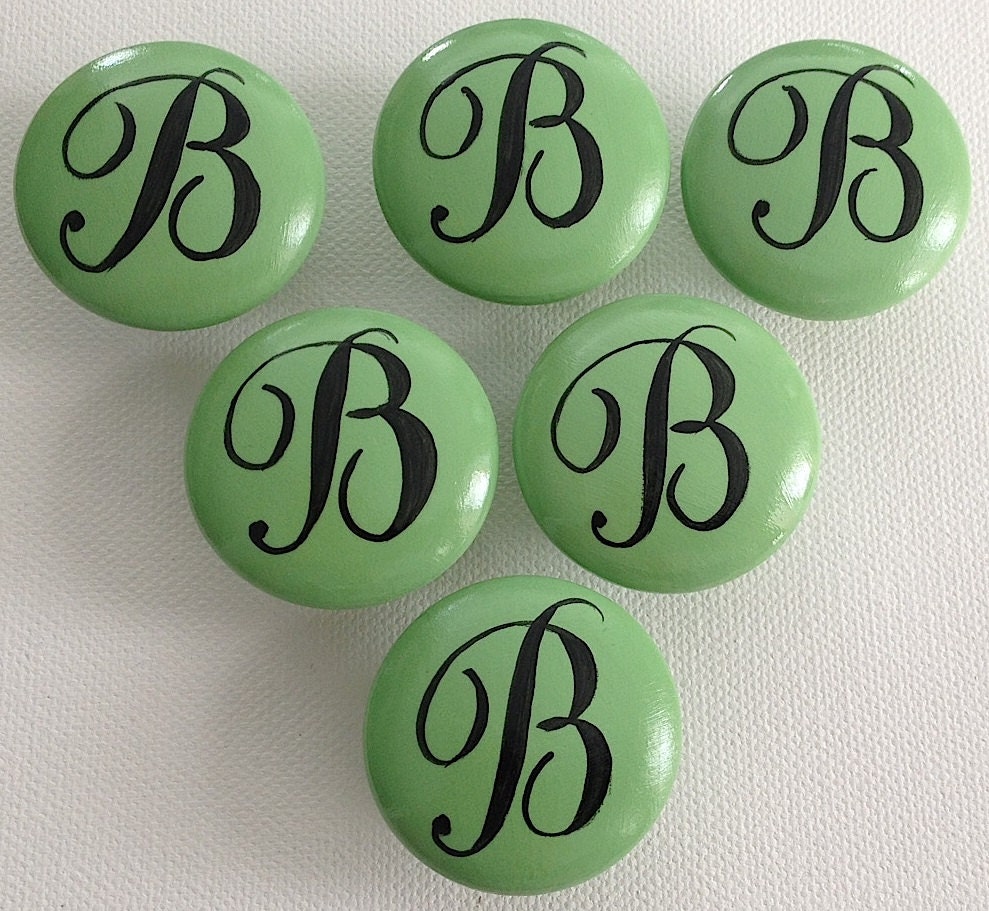 Monogrammed Drawer Pulls / Dresser Knobs and Pulls Hand - Etsy