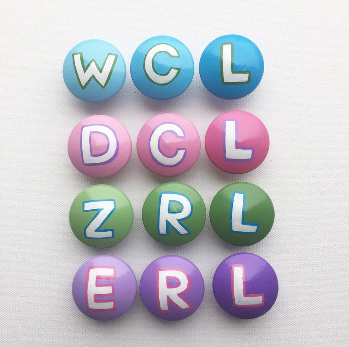 Monochromatic Monogrammed Drawer Pulls / Dresser Knobs / Hand - Etsy