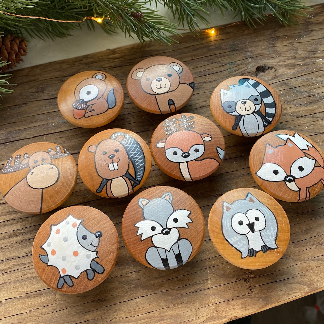 Woodland Animal Handles for Nursery. Hand Painted Children’s Knobs for ...