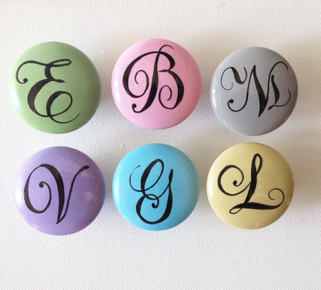 Monogrammed Drawer Pulls / Dresser Knobs and Pulls Hand | Etsy