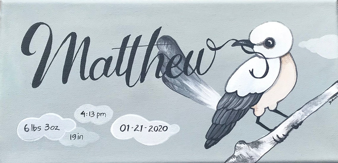 Birth Announcements for Boys or Girls Bird Art Hand | Etsy