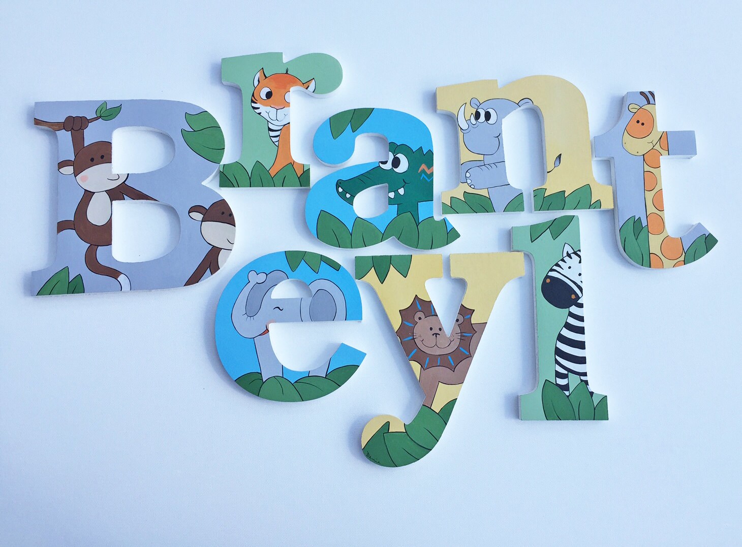 Pastel Jungle Animal Wooden Wall Name Letters / Hangings / - Etsy