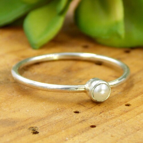 Mini Freshwater Pearl Ring: a Dainty and Petite Sterling - Etsy