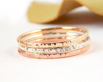 Reflection Stacking Ring: textured ring 14K Gold-filled | Etsy