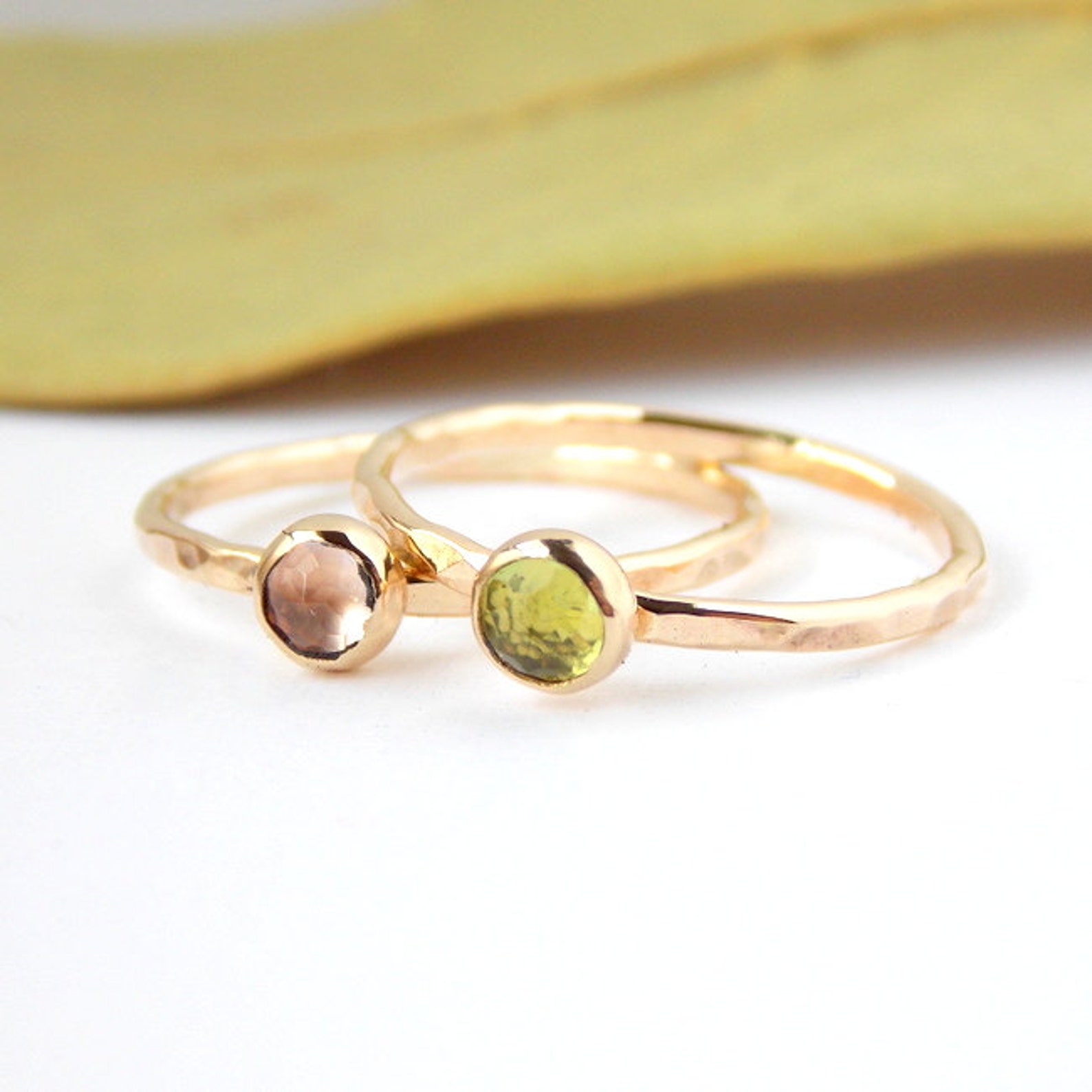 Gold-filled Birthstone Ring With Rose Cut Stone and Hammered - Etsy