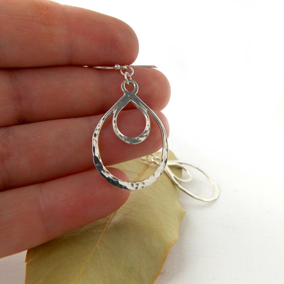 Double Loop Lace Earrings: Sterling Silver Earrings Dangle | Etsy