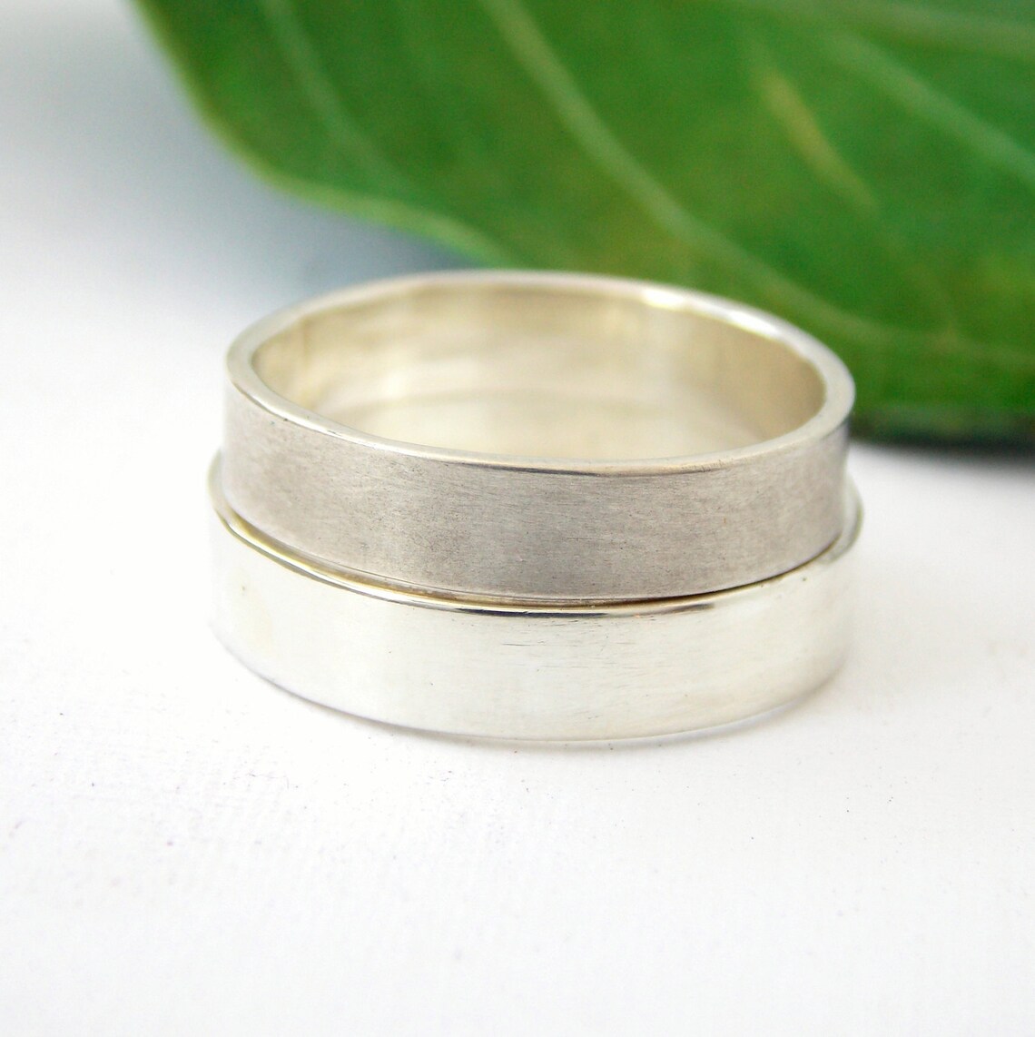 Simple Plain Sterling Silver Wedding Band With a Brushed or - Etsy