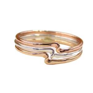 Set of 3 Twister Stacking Rings: 14K Gold-filled Rings, Twisted Wave ...