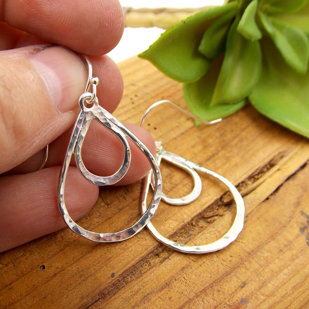 Double Loop Lace Earrings: Sterling Silver Earrings, Dangle Earrings ...