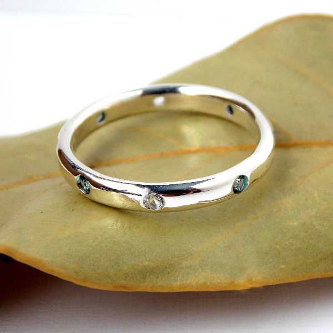 Multistone Band With 8 Stones: Silver Ring Sterling Silver | Etsy