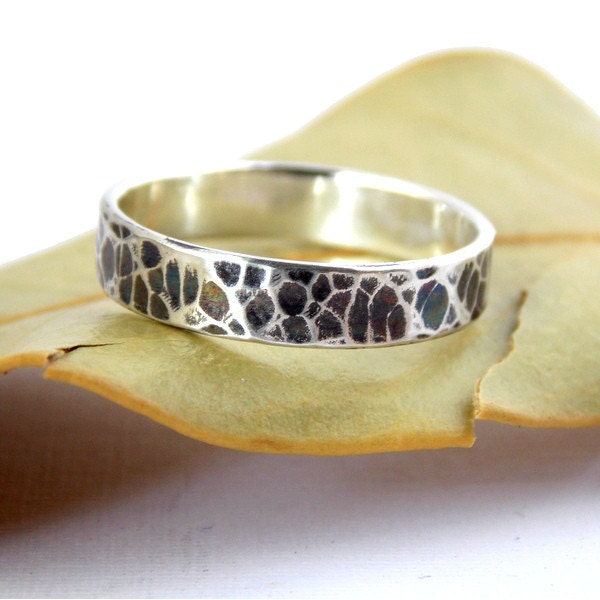 Oxidized Hammered Ring: Sterling Silver Ring, Textured Ring, Hammer ...