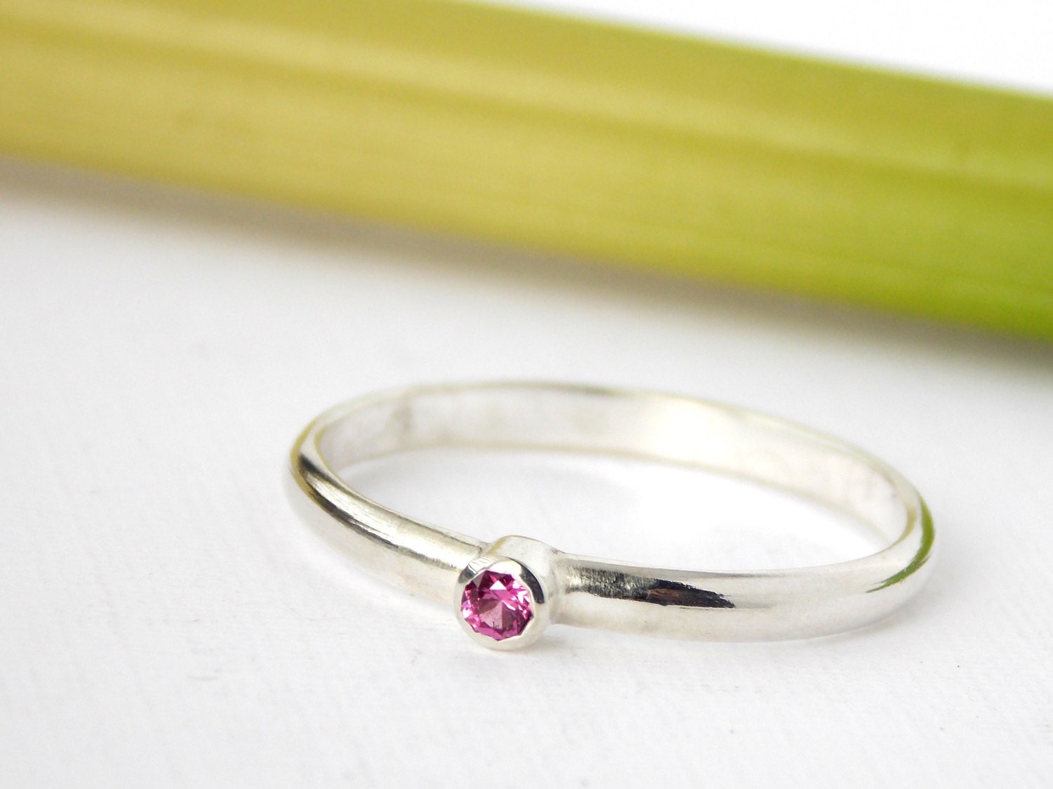 Tiny Domed Band Birthstone Ring: simple dainty petite sterling | Etsy